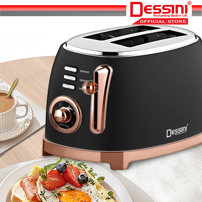 DESSINI ITALY 2 Slide Double Sided Electric Bread Toaster Sandwich ...