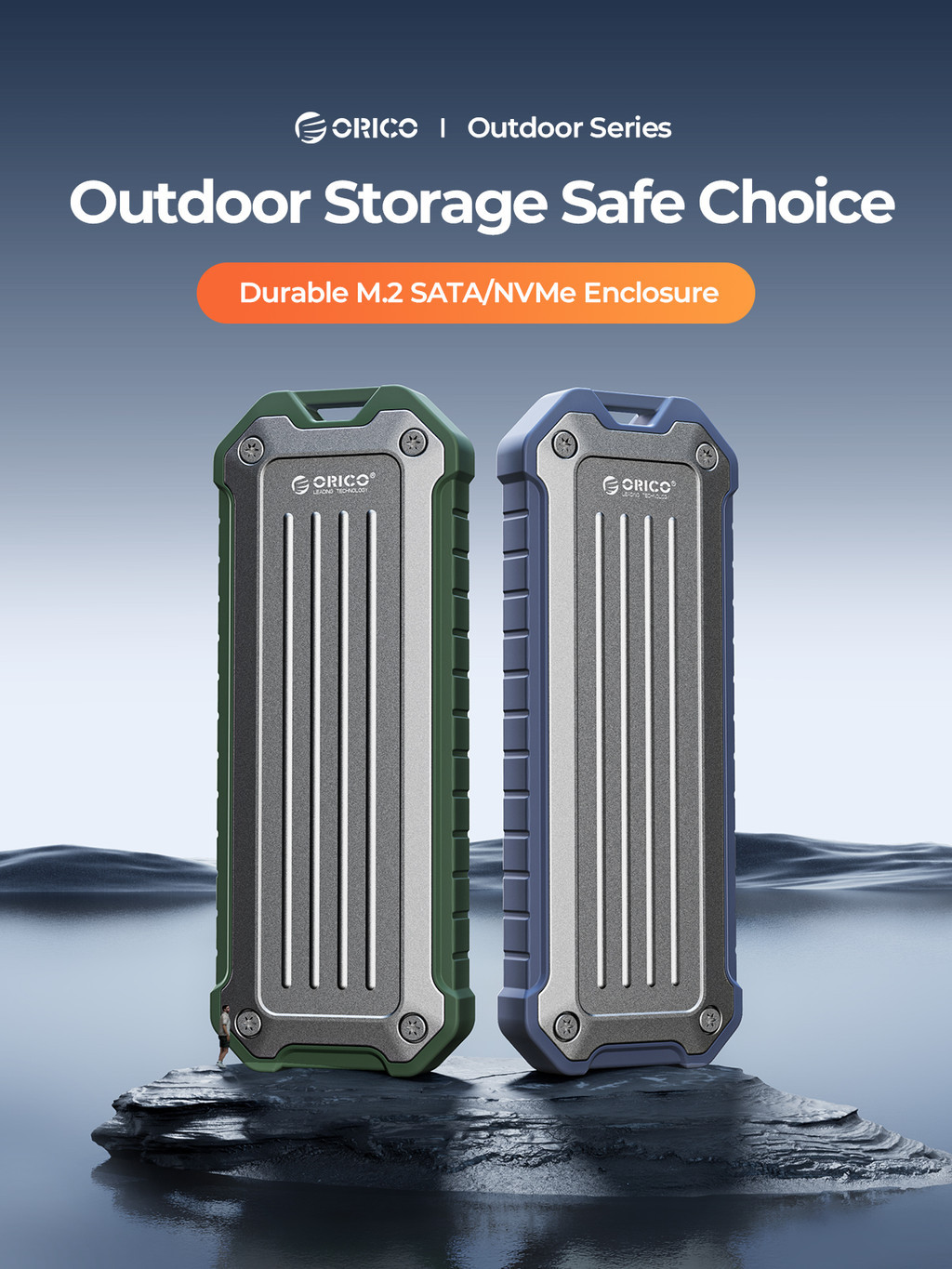 ORICO Outdoor Series M.2 NVME SSD Enclosure 10Gbps M.2 NVMe/SATA Dual ...