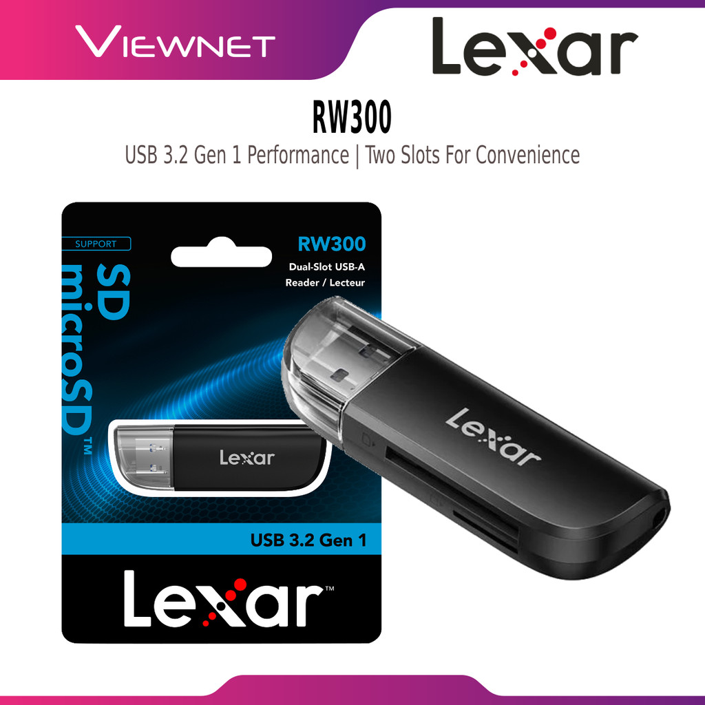 LEXAR RW300 DUAL SLOT CARD READER WITH USB 3.0 GEN 1 SUPPORTS CARDS UP ...