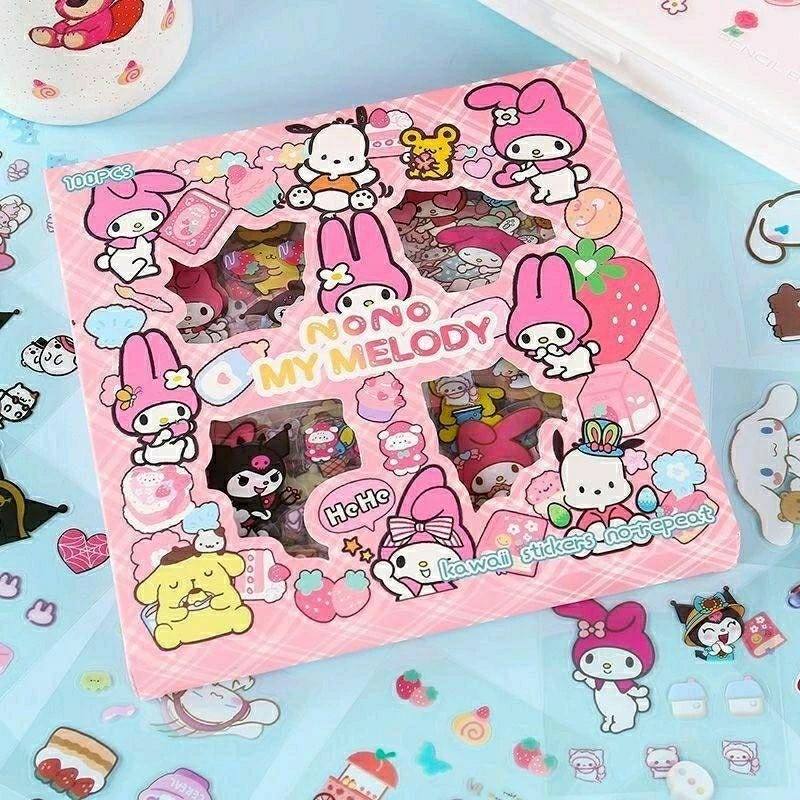 100 Pcs/Set Cute Sanrio Nono Sticker PVC Waterproof Sticker Cinnamoroll ...