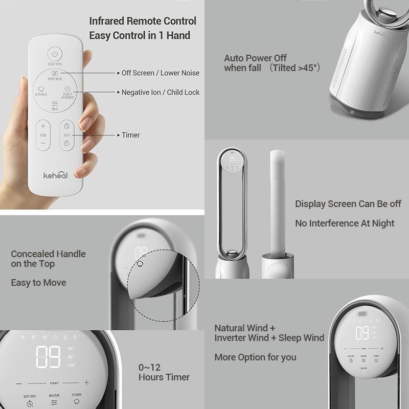 KEHEAL A4 Air Purifier Bladeless Fan 2in1 Air Circualtion Fan Kipas ...