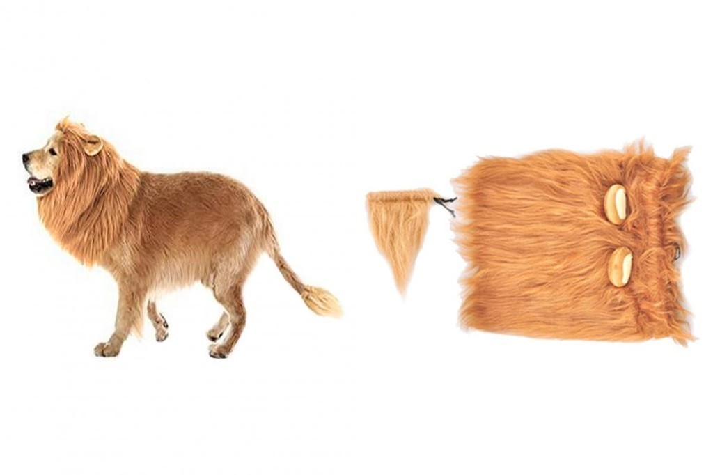[SHMY] Dog Lion Mane Tail Costume King of the Dog Costume Adjustable ...