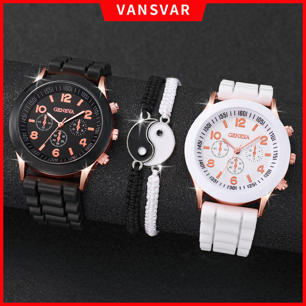 Fashion Couple Watches Silicone Strap Friendship Forever Love Alloy ...