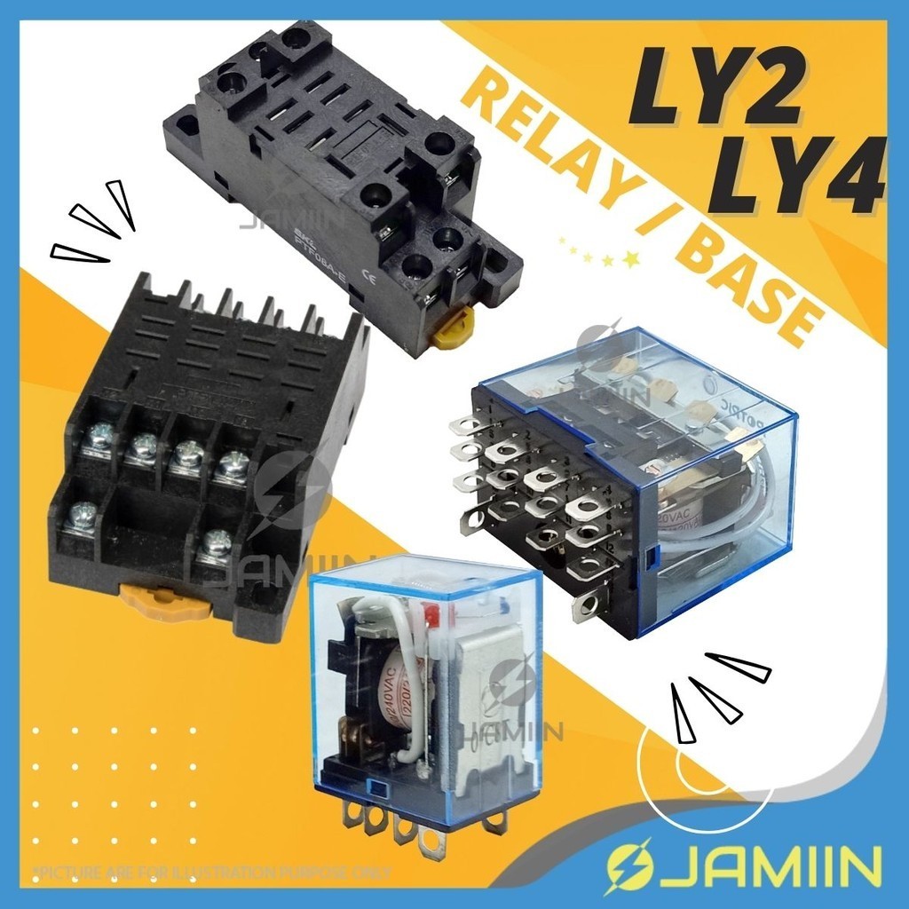 POTRIC LY2 LY4 Relay Socket Relay Base Electronic Component Coil AC220V ...