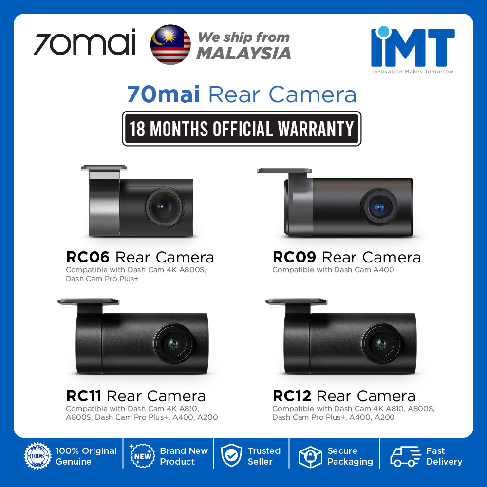 70mai Car Reverse Rear Camera RC12/RC11/RC06/RC09 | Double Recording ...