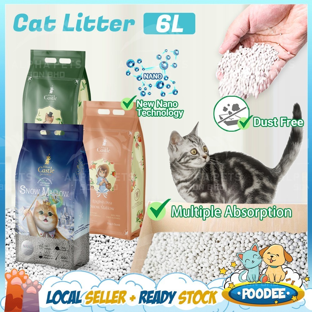 POODEE 6L Nano Technology Natural Material Snow Mallow Cat Litter ...