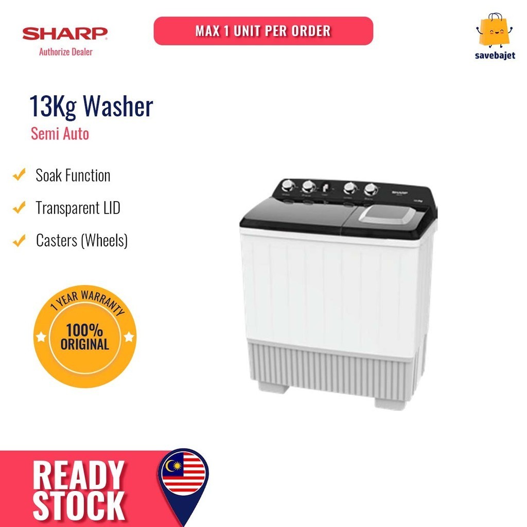 SHARP Semi Auto Washing Machine Washer (13kg) ESTP1316 | Shopee Malaysia