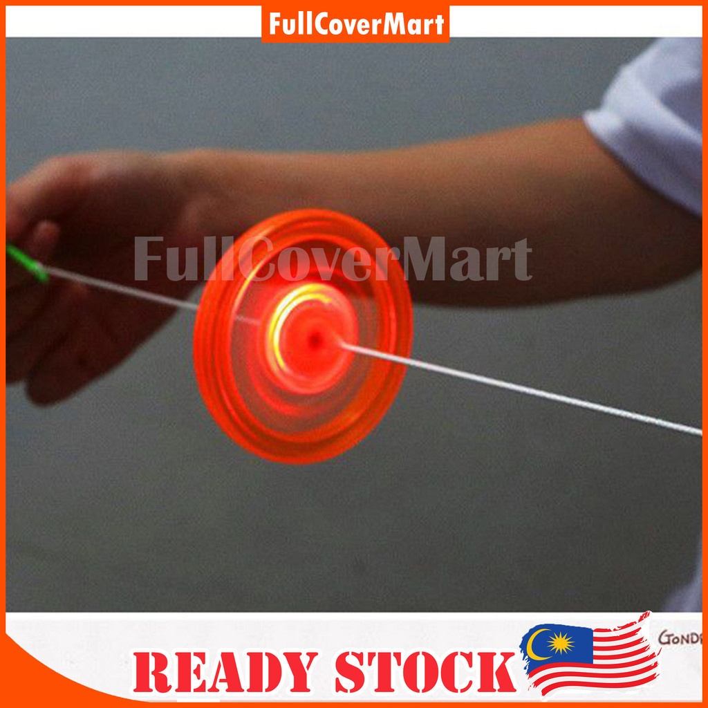 (TOY60)《 𝗟𝗘𝗗 𝗙𝗟𝗔𝗦𝗛𝗜𝗡𝗚 》 Spinning Hand Pull Rope Flywheel Toy Classic ...