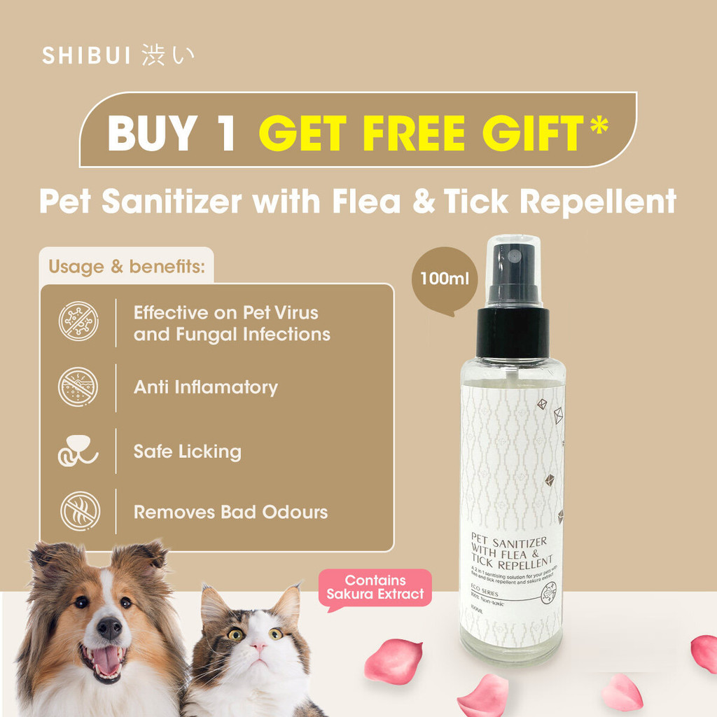 SHIBUI Pet Sanitizer With Flea & Tick Repellent, 2in1 Spray, Sakura ...