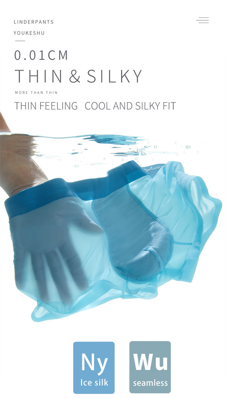 MiiOW 3Pcs Ice Silk Man Underwear Boxer Soft Sexy Men's Panties Boxers ...