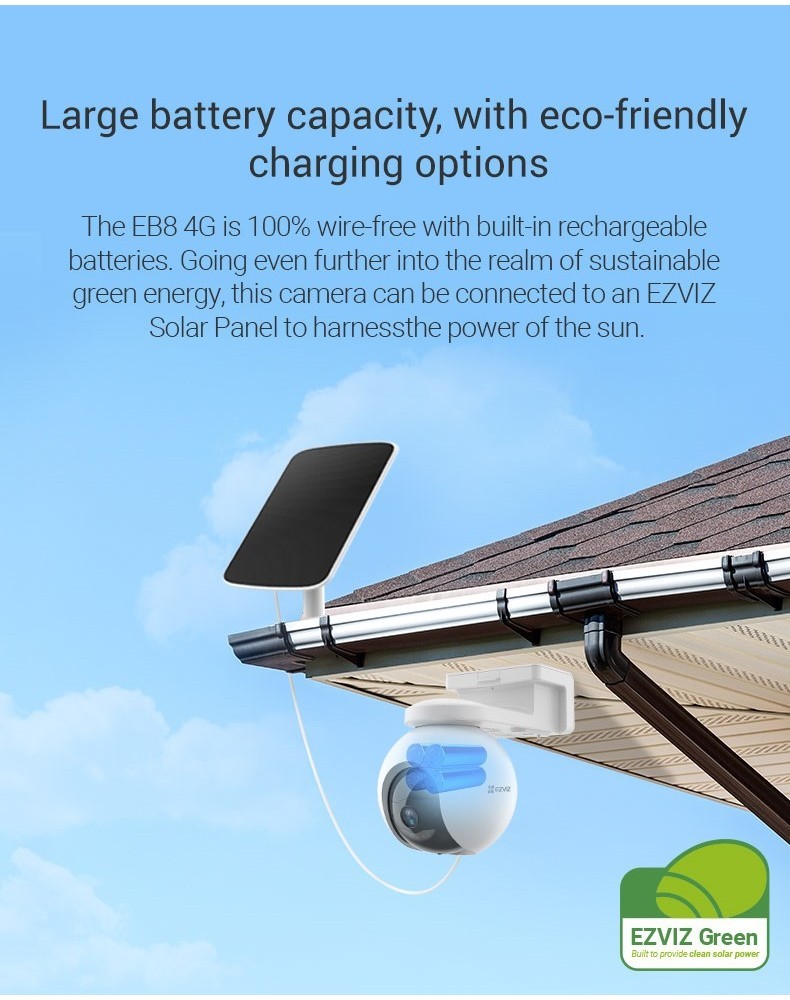 Ezviz EB8 4G 3MP 2K Pan & Tilt GPS Battery Powered Two Way Talk Color ...