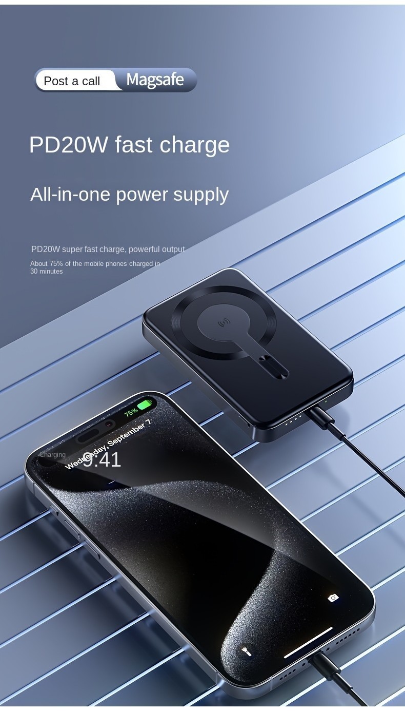 5000mah Wireless Charging Bank PD15W Wireless Power Banks Magnetic Fast ...