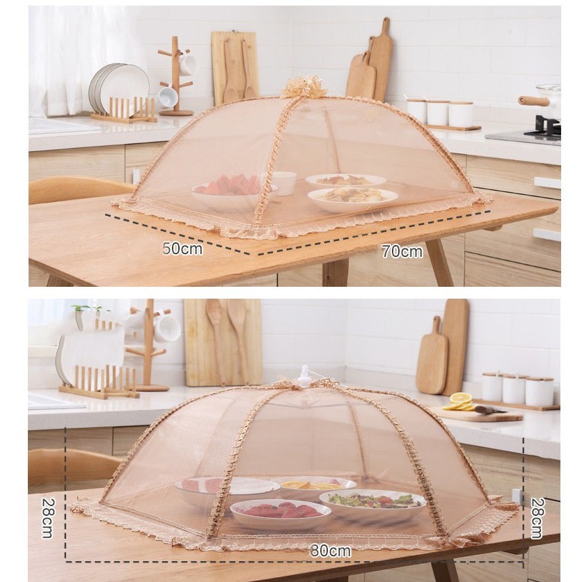 Tudung saji Kitchen Collapsible Pop Up Lace Food Cover foldable food ...
