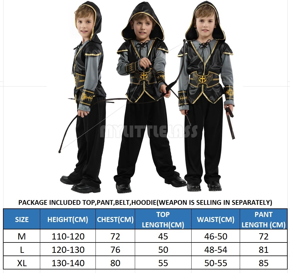 MYLITTLELASS Adult Children Medieval Archer Hunter Costume Pretend Play ...