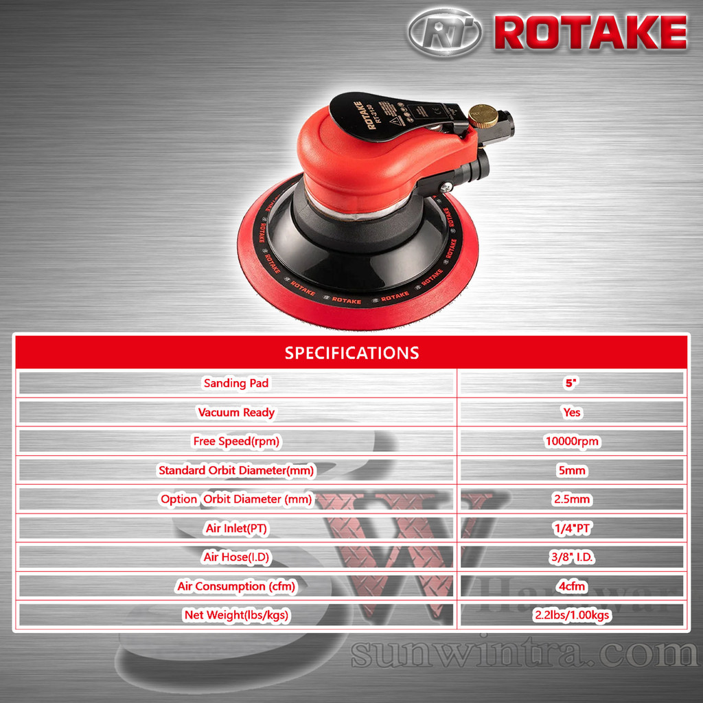 ROTAKE 5" Air Sander Orbital Air Sander RT-2130 F.O.C 1x Singer Oil ...