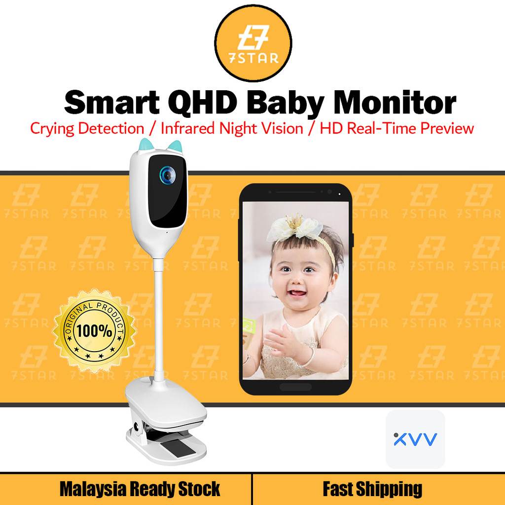 7Star 2K QHD Smart Baby Monitor Crying Sensor 150° Ultra Wide Angle ...