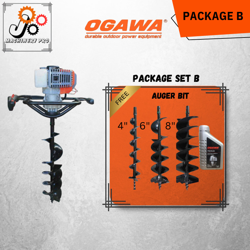 OGAWA SH580E Earth Auger Drill 52cc Mesin Gerudi Tanah (FOC 4/6/8" Bits ...