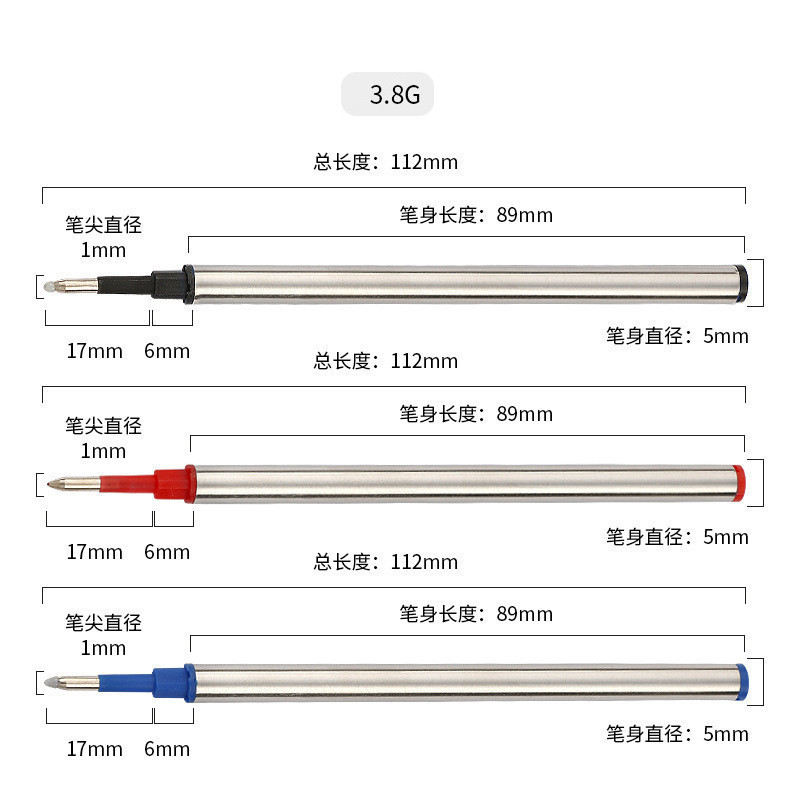 1Pc metal rotating ballpoint pen core, black blue red pen tip 1mm ...