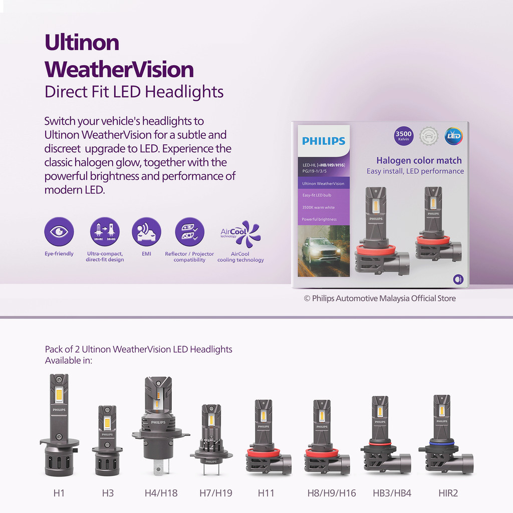 Philips Ultinon Weather Vision Direct Fit Car LED Headlights | Retro ...