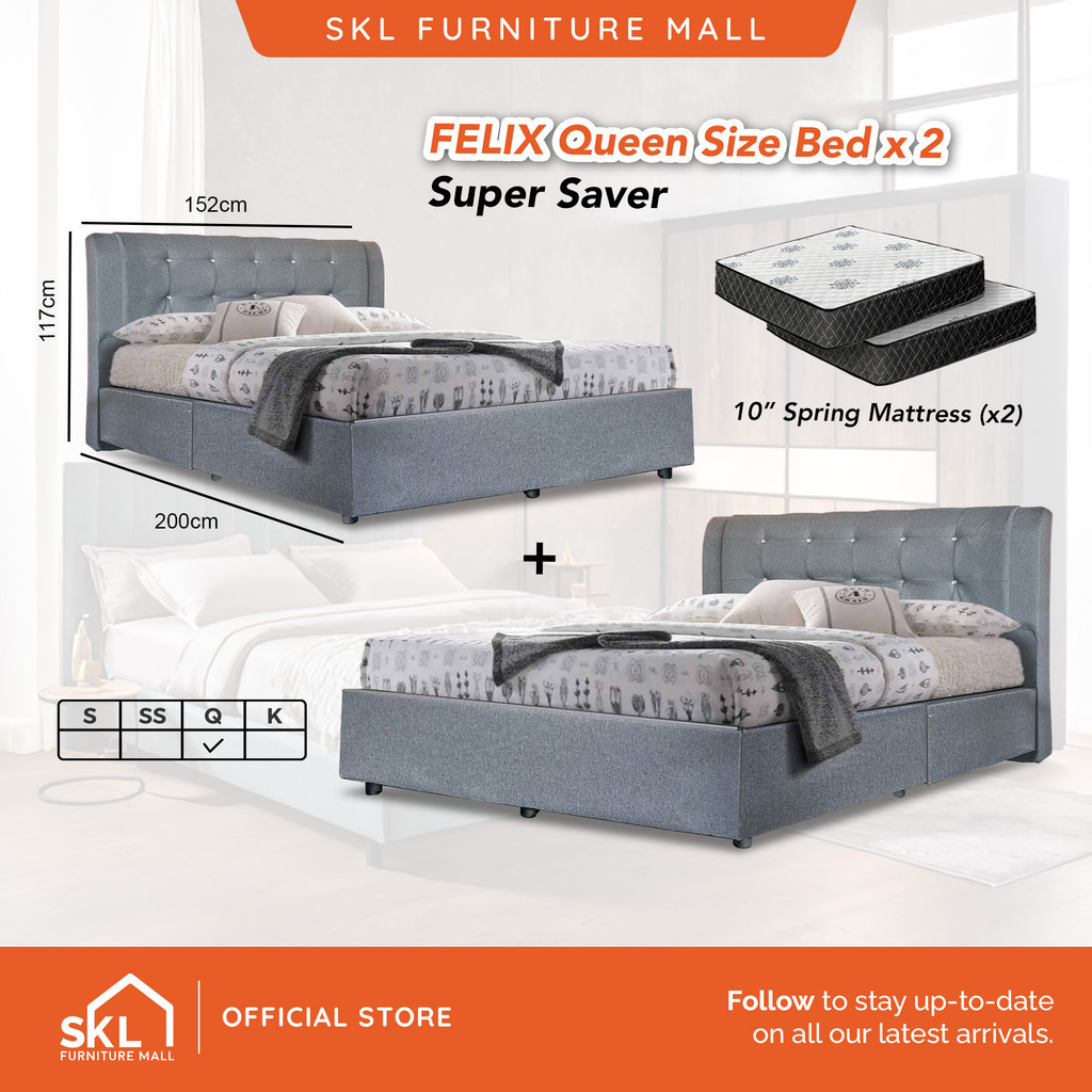 SKL 3IN1 BEDROOM SET_FELIX QUEEN Divan Set/Set Bilik Moden/Bedroom Set ...