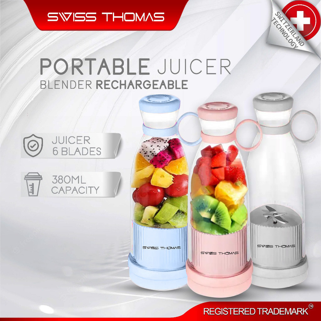 Swiss Thomas Portable Electric Fruit Juicer Blender Rechargeable Juice ...