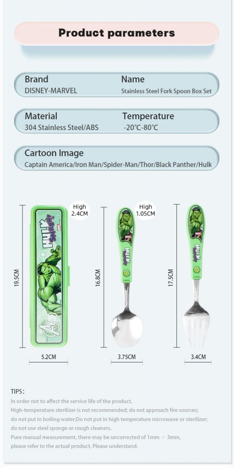 Marvel Spiderman Stainless Steel Spoon/Fork Student Cartoon Tableware ...