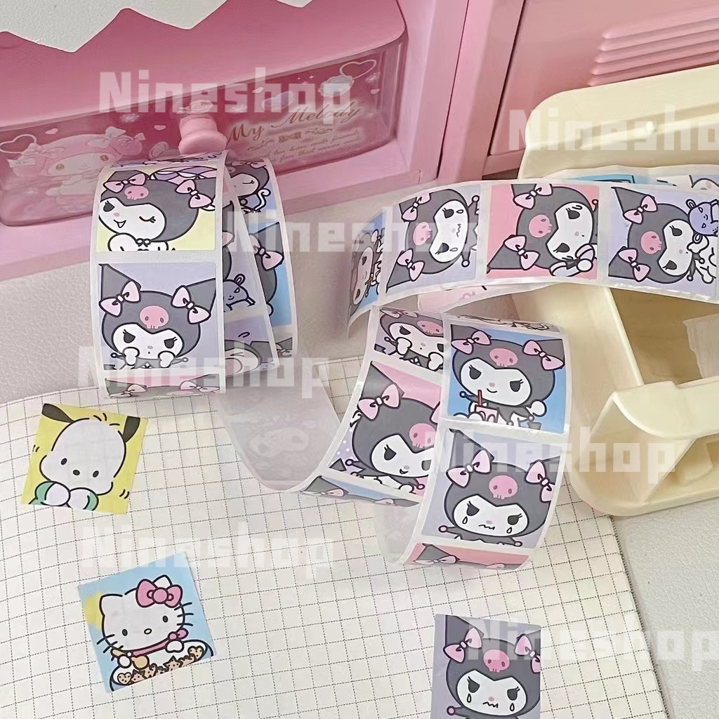 Kuromi Sealing Sticker 500pcs/roll Sanrio Tapes Label Stickers Gift Box ...