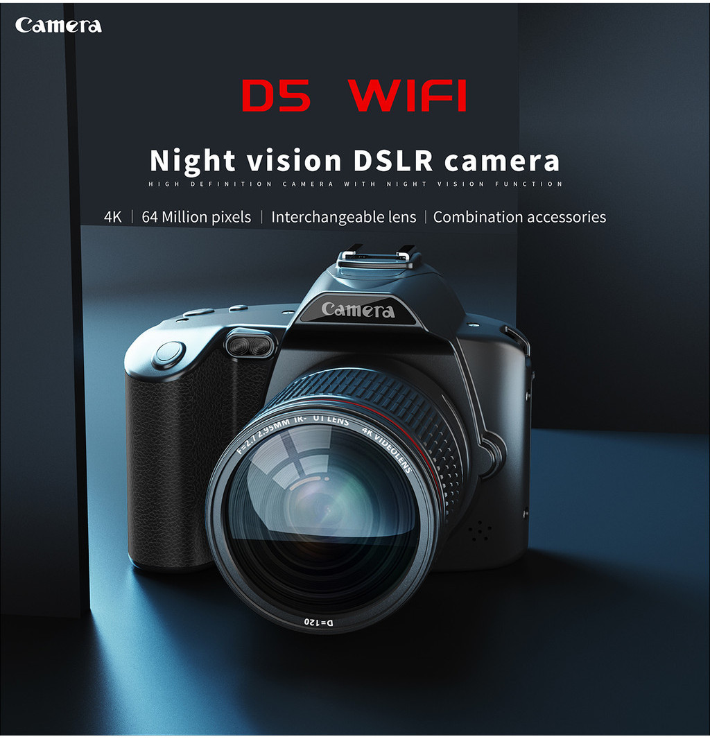 D5 WIFI DSLR 4K Dual Camera 64 Million Beauty Digital Video Camera ...