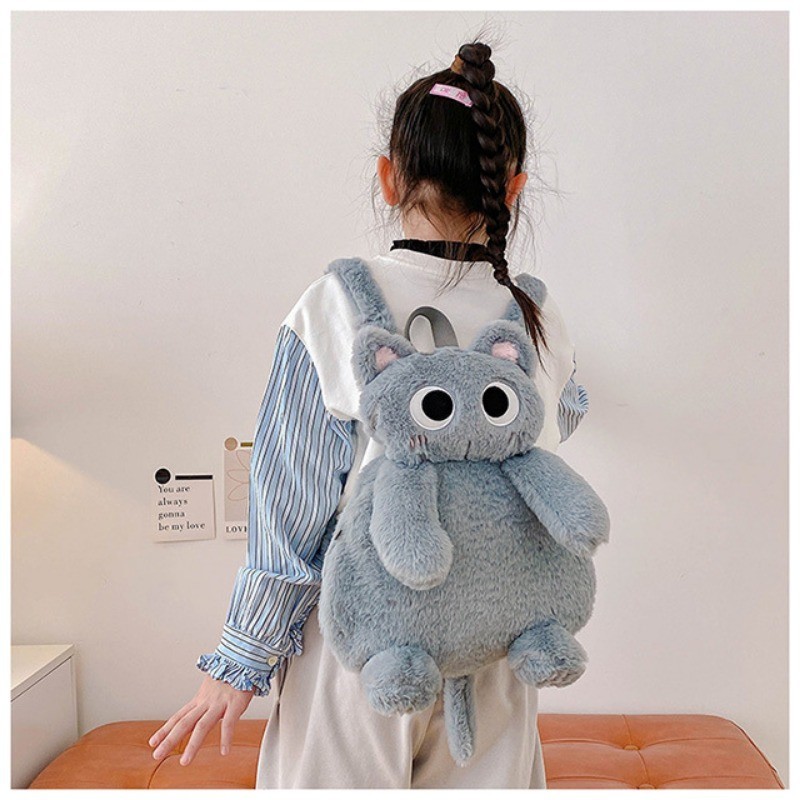 New Cute Siamese Cat Backpack Fashionable Plush Cartoon Same Style ...