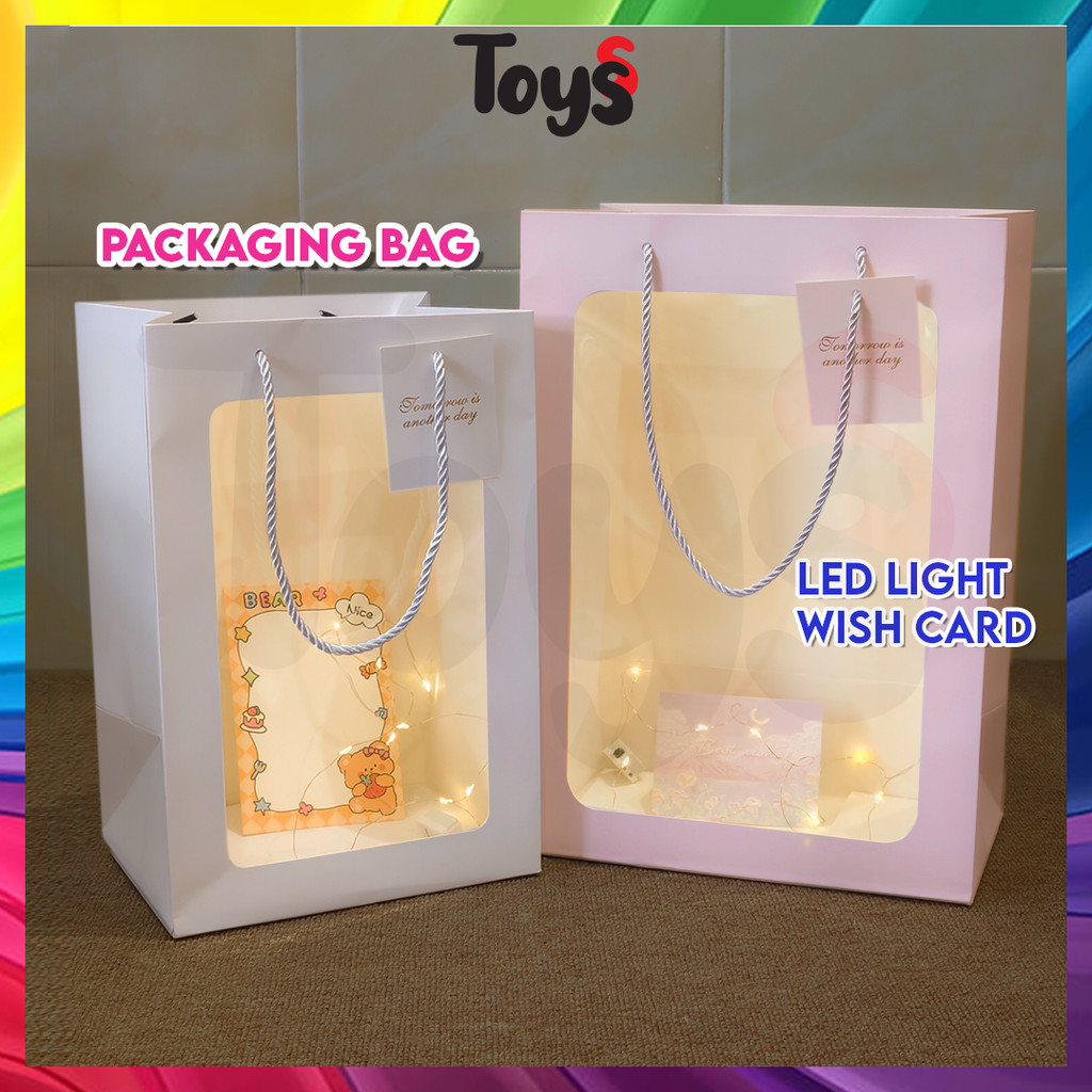 ⚡Toyss Transparent Paper Bag Kraft Paper Bag Gift Bag Birthday Doorgift ...