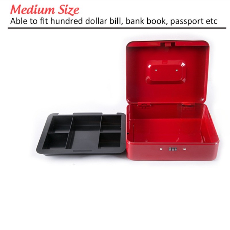 Key Lock / Passcode Lock Cash Cashier Box Removable Tray Safe Piggy ...