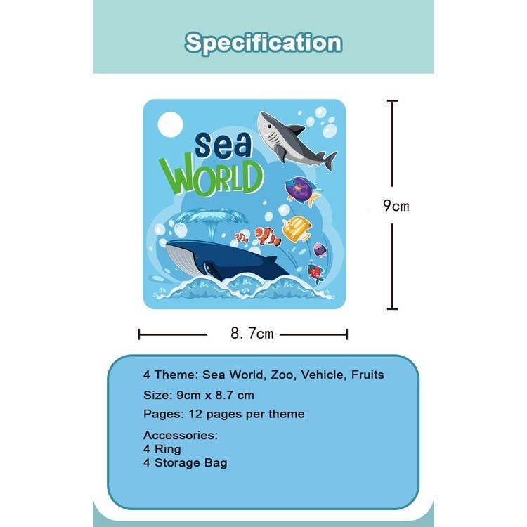 4in1 Matching Busy Book Quiet Flash Card Cognitive Montessori Early ...