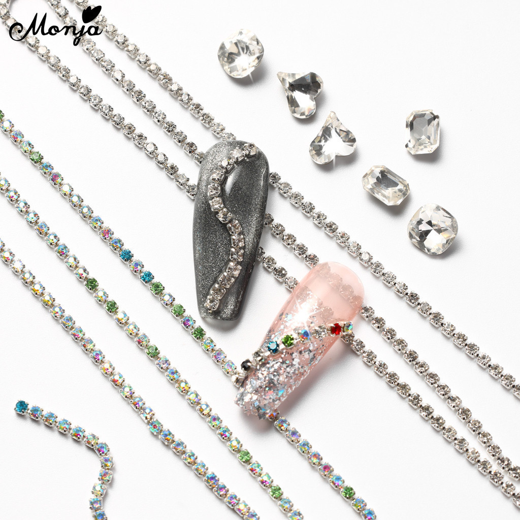 Monja 50cm 3D Claw Chain Nail Rhinestone Chain Super Flash AB ...