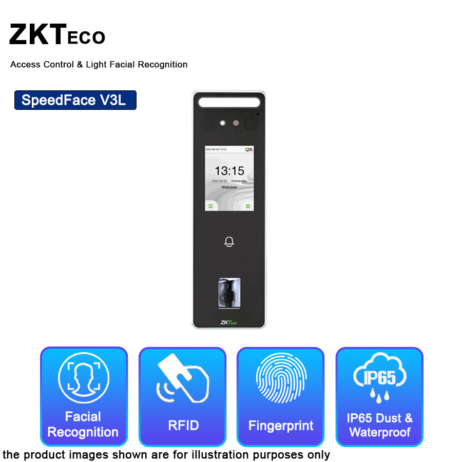 ZKTECO SpeedFace V3L LINUX-BASED HYBRID-BIOMETRIC Access Control & Light Facial Recognition ...