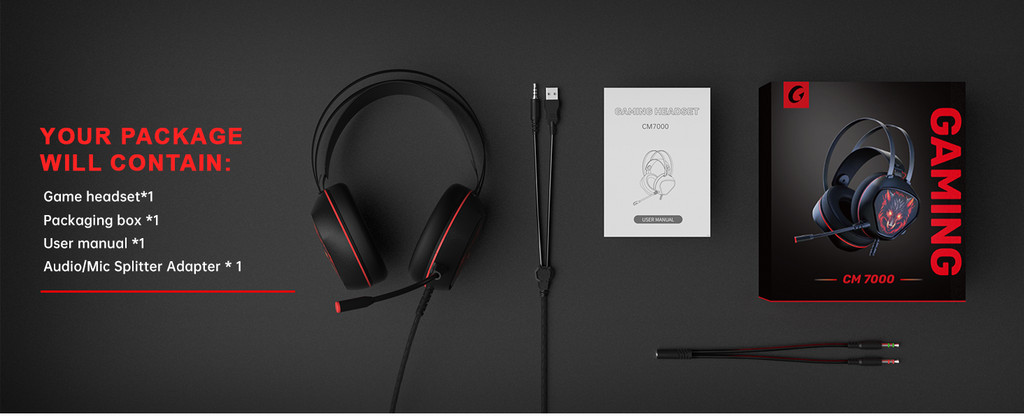 SPRISE CM7000 Gaming Stereo Headphone Wired Over-Ear Headsets with ...