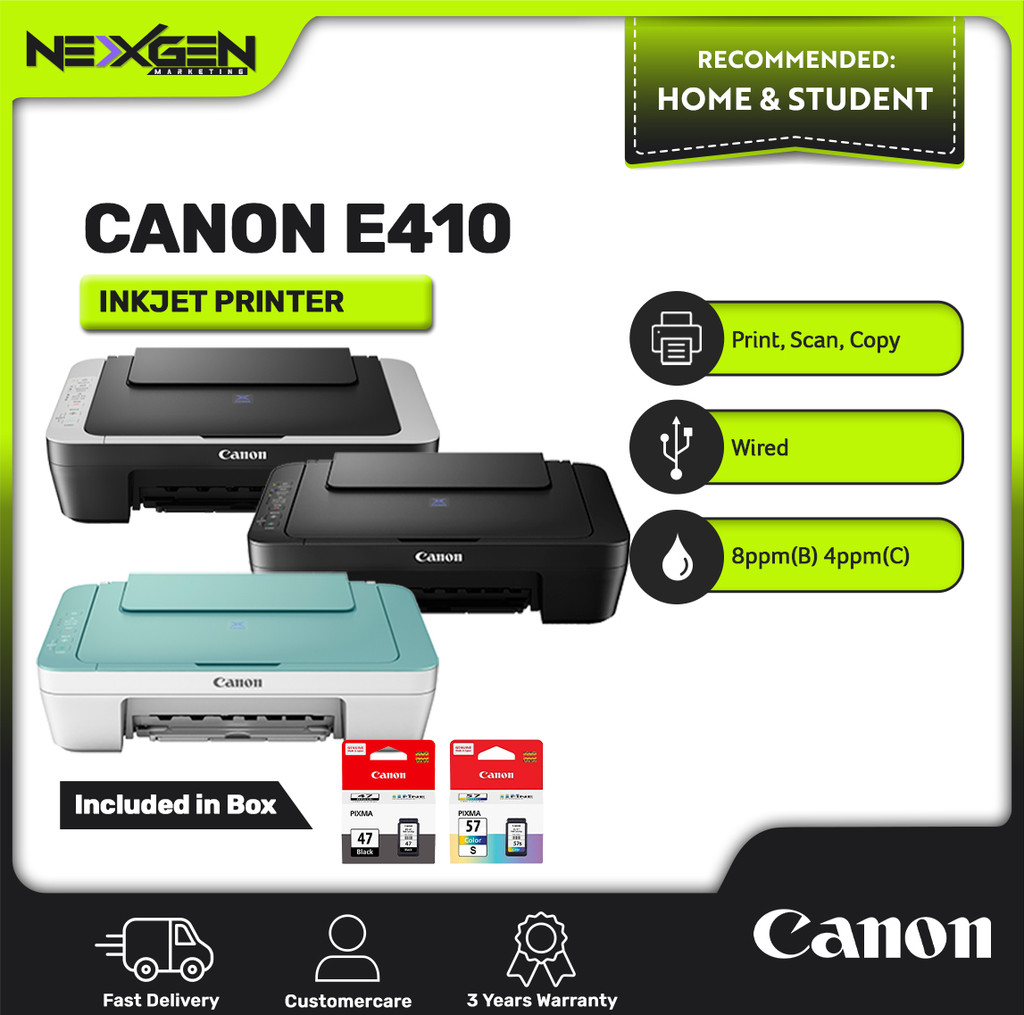 Canon Pixma E410 Black / Grey All In One A4 Color Inkjet Printer ...