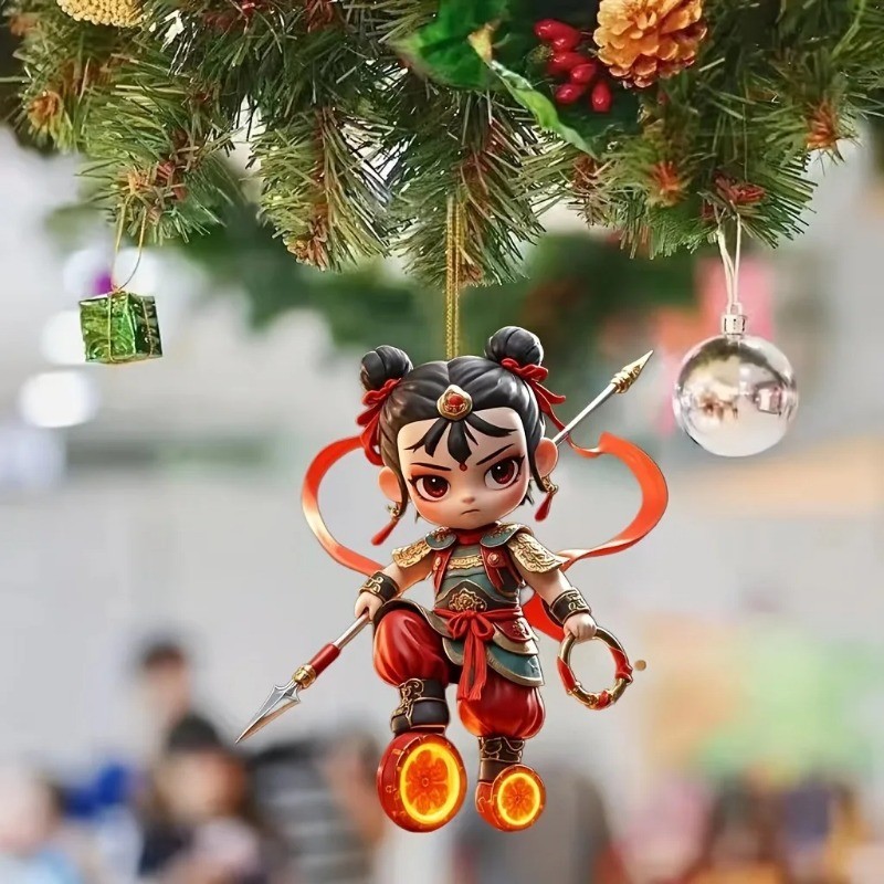 2025 New 2d Popular Cute Cartoon Nezha Car Rearview Mirror Pendant ...