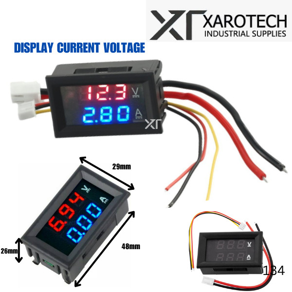 3-Digit 0~100V 10A Dual Display Voltage Current Ampere Meter Digital ...