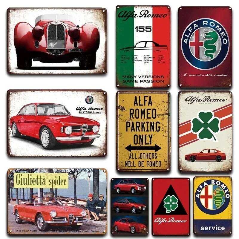 Vintage Alfa Romeo Art Tin Signs Decor Garage Posters Home Room Wall ...