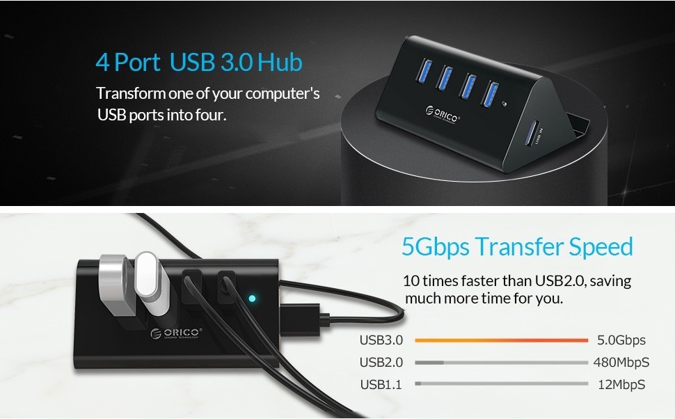 ORICO ABS 4 Port USB HUB High Speed 3.0 USB HUB OTG Splitter Multi Hub ...