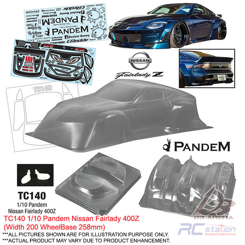 Team C Clear Body Shell TC140 1/10 Pandem Nissan Fairlady 400Z (Width ...