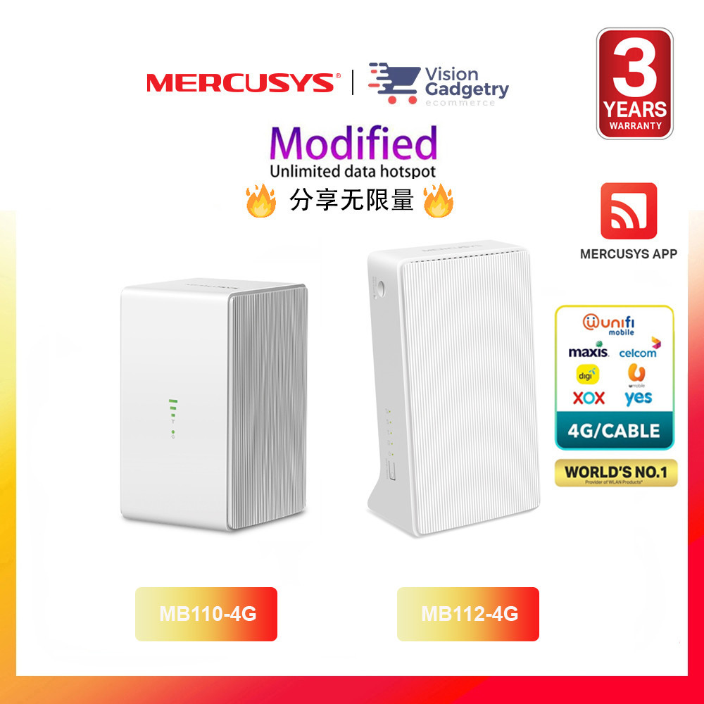 Mercusys MB110-4G MB112-4G Sim Card Router 300 Mbps Wireless N 4G LTE ...