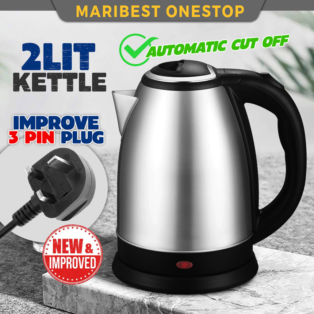 [MALAYSIA 3 PIN PLUG] 2Lit Stainless Steel Electric Kettle Heat ...