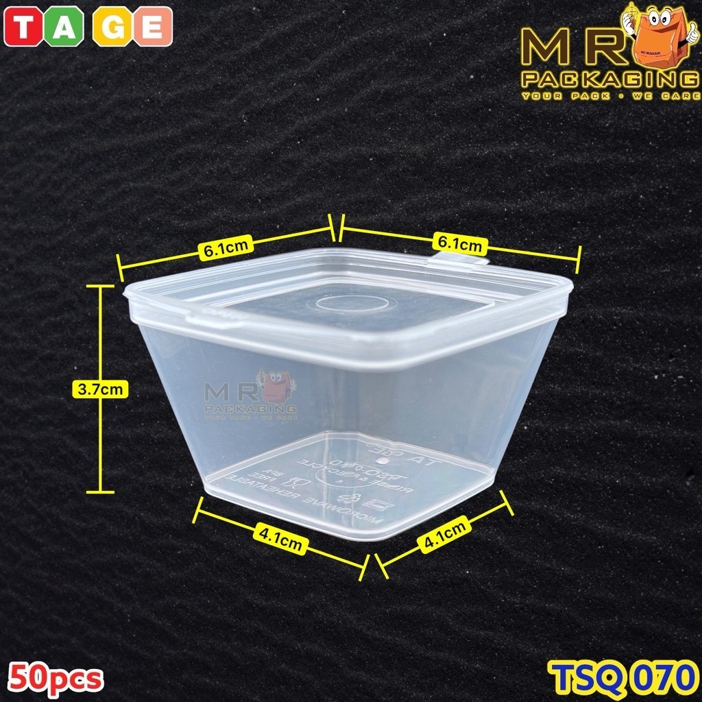 TSQ070 70ml 3oz Square Sauce Container Hinged Lid ( 50pcs± ) 70 ml ...