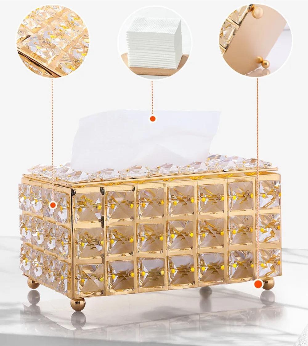 Luxury Gold Crystal Tissue Box Kotak Emas Tisu Emas Kotak Tisu Kristal ...