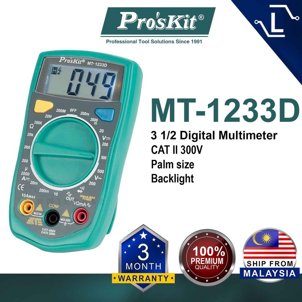 [Luminense] Pro'sKit MT-1233D 3½ Digital Multimeter MT-1233D-C ProsKit ...