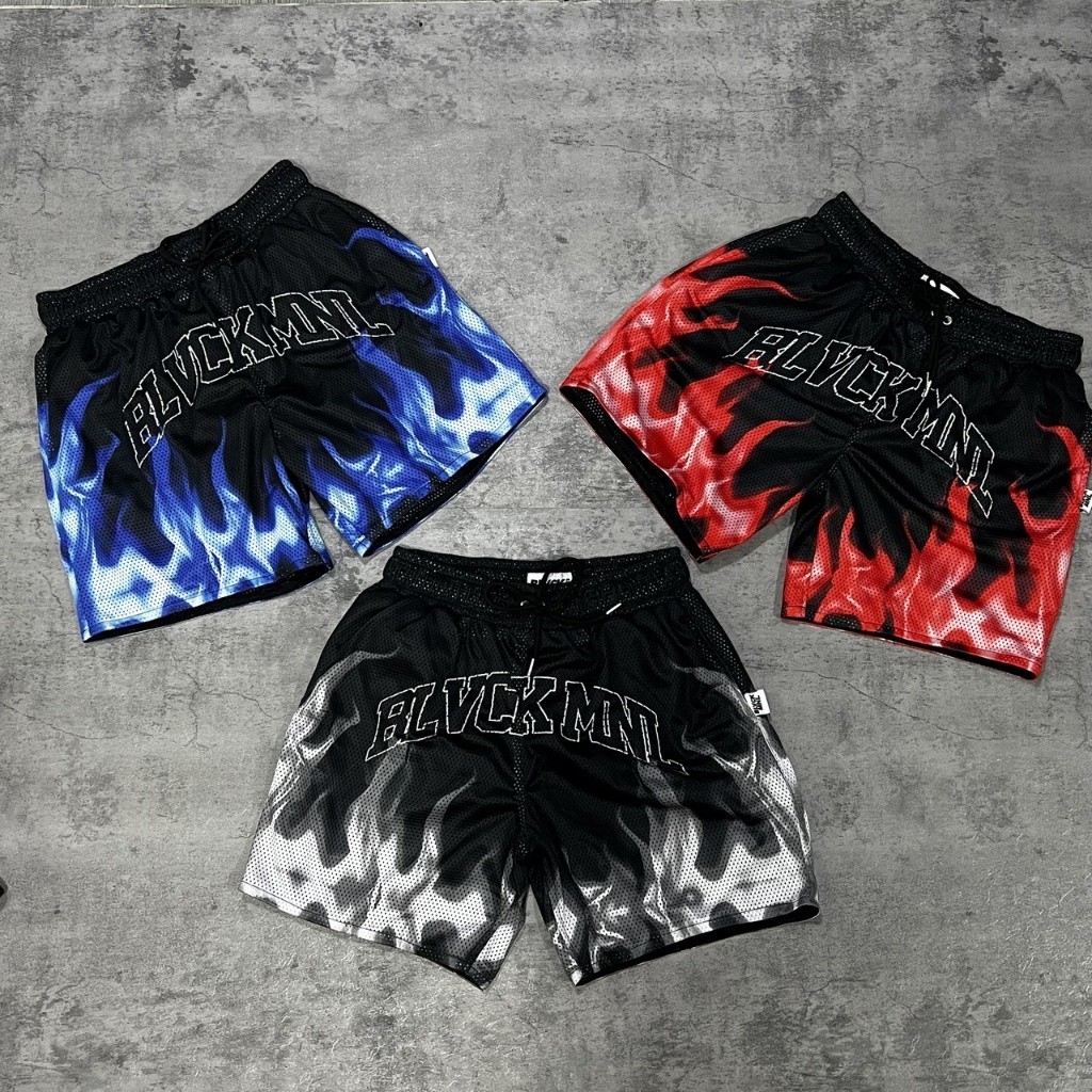 FLAMES MESH SHORTS "BLACK MANILA"short for man | Shopee Malaysia