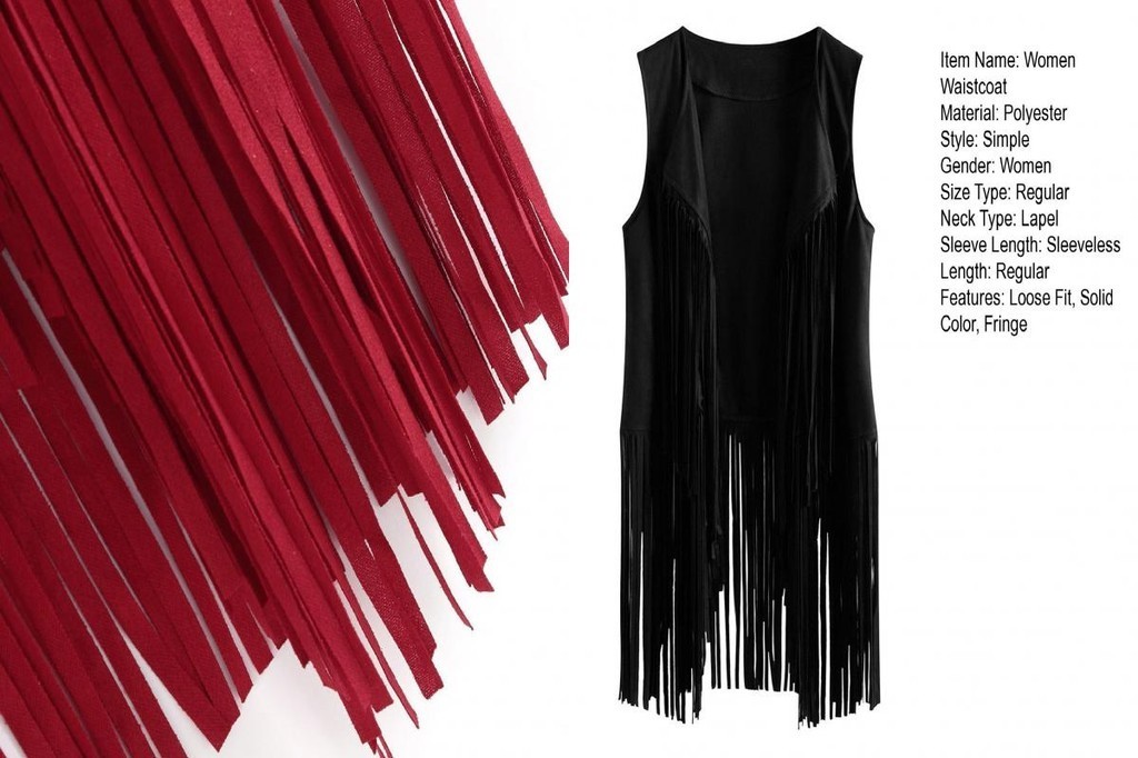 Flowing Fringe Vest Women Fringed Vest Jacket Stylish Fringe Waistcoat ...