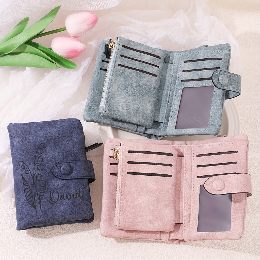 Engraving Name Coin Zipper Purse Ladies Wallets Lightweight Waterproof ...