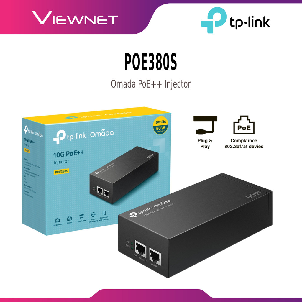 TP-LINK POE380S 90W 10G OMADA POE++ INJECTOR WITH PLUG & PLAY, DURABLE ...